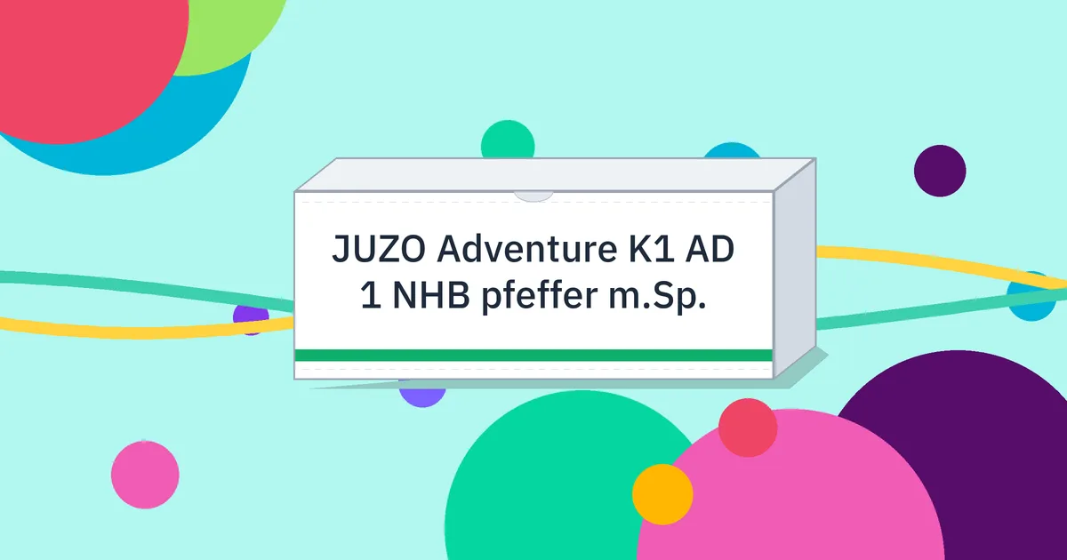 Symbolbild: Packung mit der Aufschrift JUZO Adventure K1 AD 1 NHB pfeffer m.Sp. (PZN 14974585) – Verfügbarkeit und Bezug in Apotheken in Frankfurt am Main