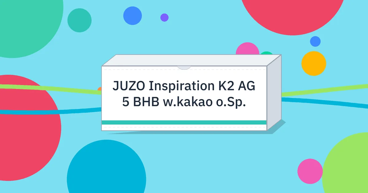 Symbolbild: Packung mit der Aufschrift JUZO Inspiration K2 AG 5 BHB w.kakao o.Sp. (PZN 14849650) – Verfügbarkeit und Bezug in Apotheken in Frankfurt am Main