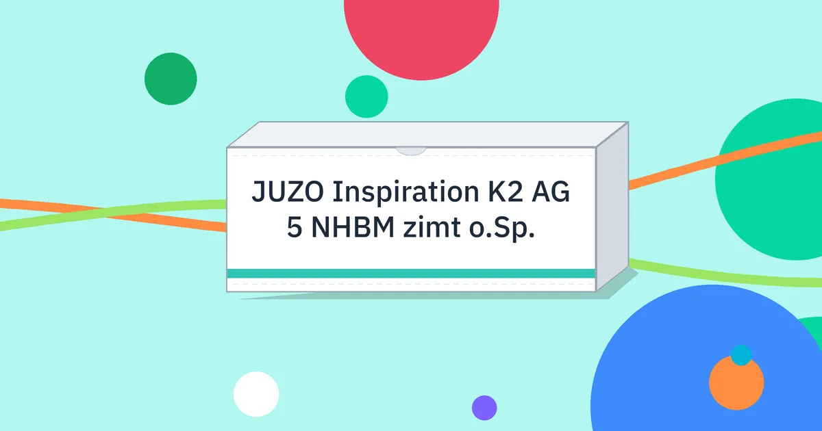 Symbolbild: Packung mit der Aufschrift JUZO Inspiration K2 AG 5 NHBM zimt o.Sp. (PZN 14919095) – Verfügbarkeit und Bezug in Apotheken in Frankfurt am Main