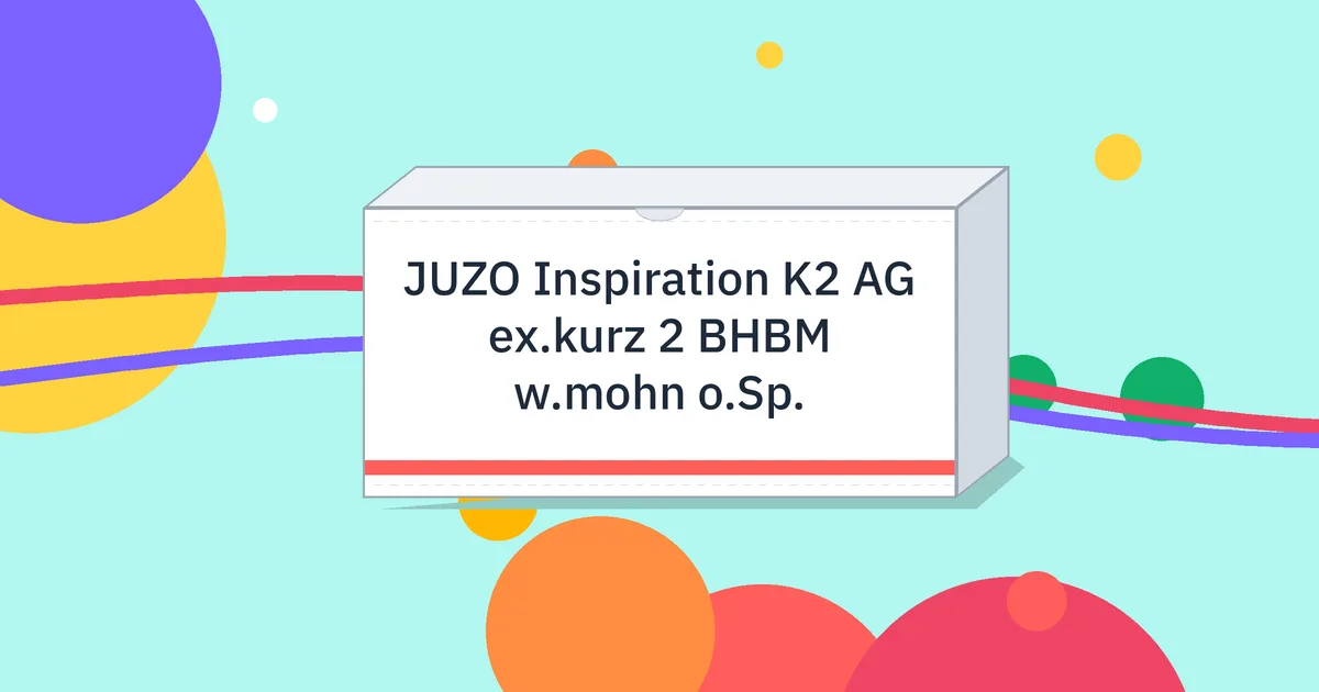 Symbolbild: Packung mit der Aufschrift JUZO Inspiration K2 AG ex.kurz 2 BHBM w.mohn o.Sp. (PZN 14886160) – Verfügbarkeit und Bezug in Apotheken in Frankfurt am Main
