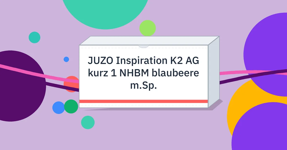 Symbolbild: Packung mit der Aufschrift JUZO Inspiration K2 AG kurz 1 NHBM blaubeere m.Sp. (PZN 14920253) – Verfügbarkeit und Bezug in Apotheken in Frankfurt am Main