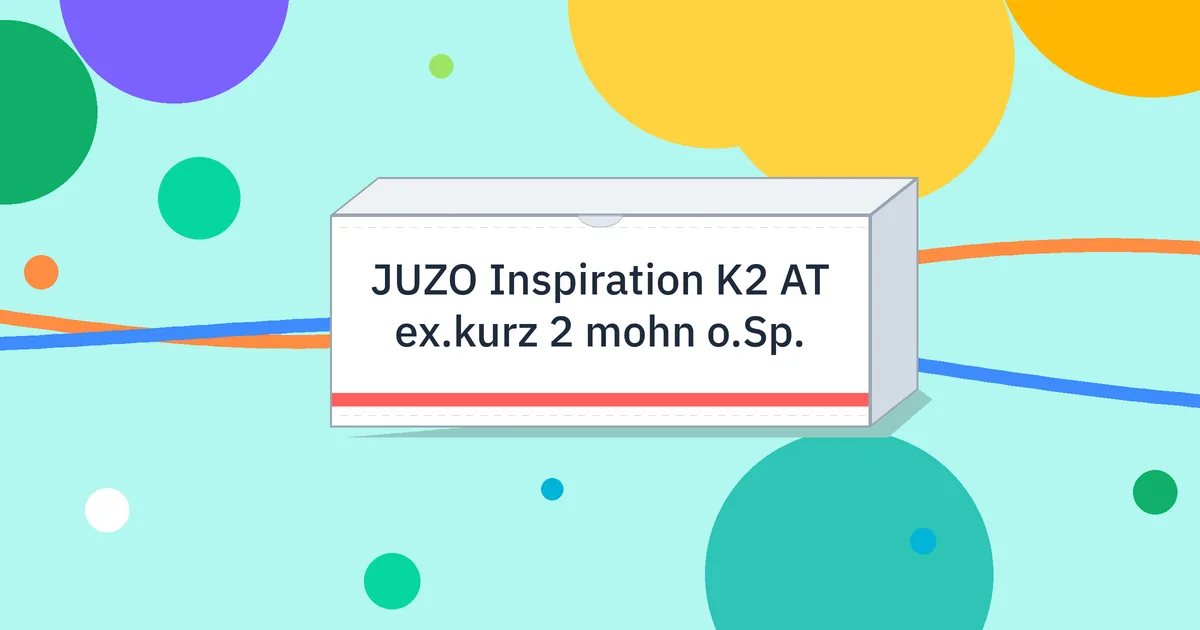 Symbolbild: Packung mit der Aufschrift JUZO Inspiration K2 AT ex.kurz 2 mohn o.Sp. (PZN 14931995) – Verfügbarkeit und Bezug in Apotheken in Frankfurt am Main