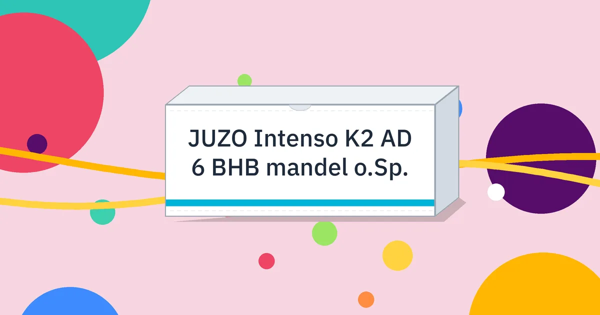 Symbolbild: Packung mit der Aufschrift JUZO Intenso K2 AD 6 BHB mandel o.Sp. (PZN 18624037) – Verfügbarkeit und Bezug in Apotheken in Frankfurt am Main