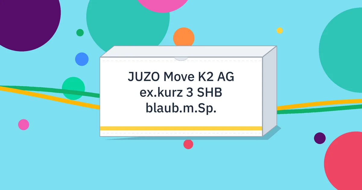 Symbolbild: Packung mit der Aufschrift JUZO Move K2 AG ex.kurz 3 SHB blaub.m.Sp. (PZN 18563442) – Verfügbarkeit und Bezug in Apotheken in Frankfurt am Main