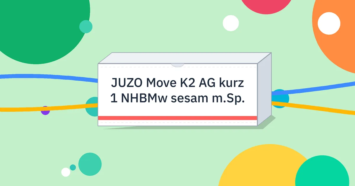 Symbolbild: Packung mit der Aufschrift JUZO Move K2 AG kurz 1 NHBMw sesam m.Sp. (PZN 18527541) – Verfügbarkeit und Bezug in Apotheken in Frankfurt am Main