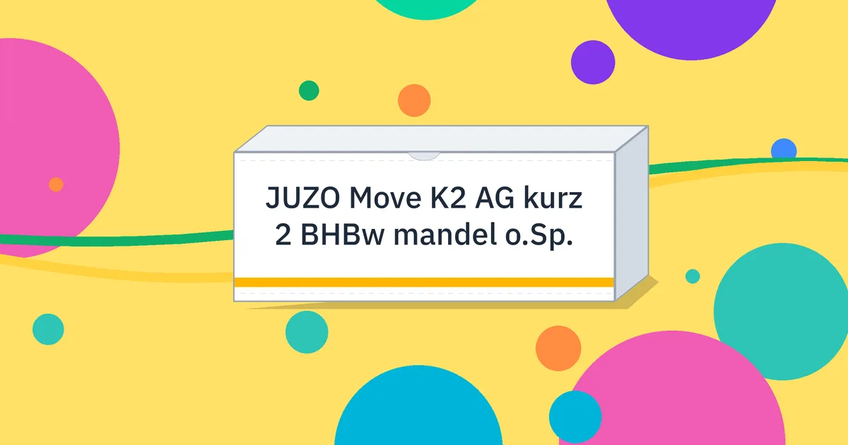 Symbolbild: Packung mit der Aufschrift JUZO Move K2 AG kurz 2 BHBw mandel o.Sp. (PZN 16646402) – Verfügbarkeit und Bezug in Apotheken in Frankfurt am Main