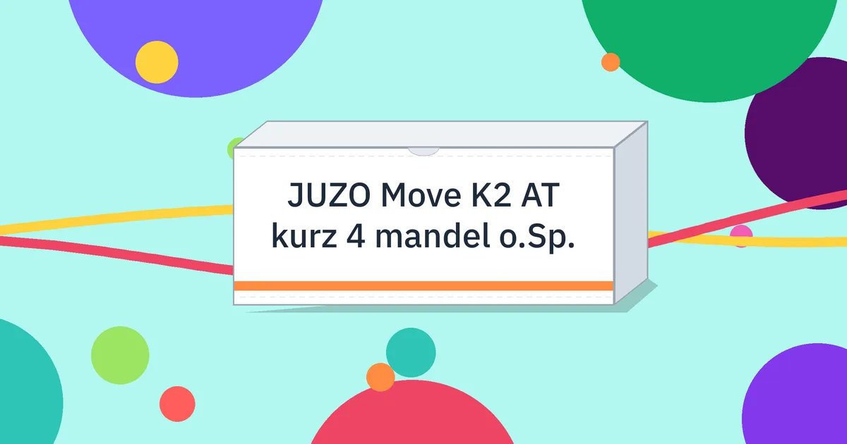 Symbolbild: Packung mit der Aufschrift JUZO Move K2 AT kurz 4 mandel o.Sp. (PZN 20675533) – Verfügbarkeit und Bezug in Apotheken in Frankfurt am Main