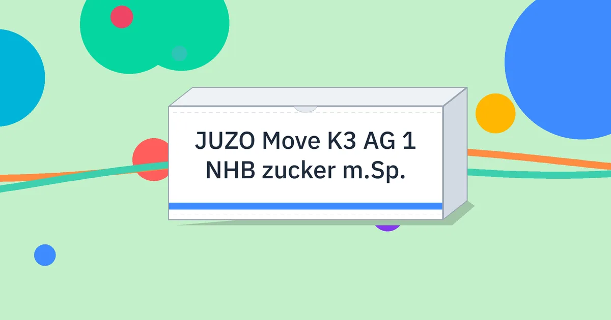 Symbolbild: Packung mit der Aufschrift JUZO Move K3 AG 1 NHB zucker m.Sp. (PZN 18575072) – Verfügbarkeit und Bezug in Apotheken in Frankfurt am Main
