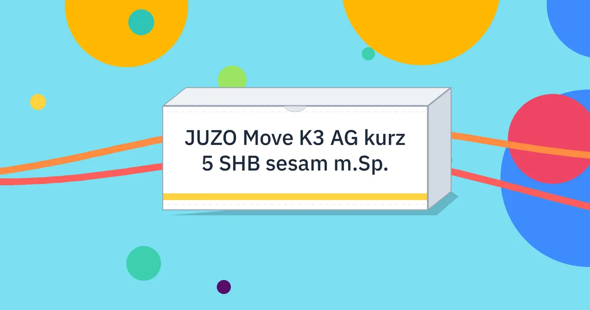 Symbolbild: Packung mit der Aufschrift JUZO Move K3 AG kurz 5 SHB sesam m.Sp. (PZN 18579466) – Verfügbarkeit und Bezug in Apotheken in Frankfurt am Main