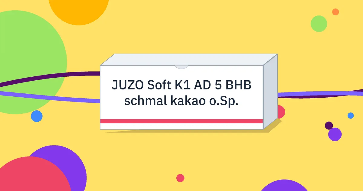 Symbolbild: Packung mit der Aufschrift JUZO Soft K1 AD 5 BHB schmal kakao o.Sp. (PZN 15463390) – Verfügbarkeit und Bezug in Apotheken in Frankfurt am Main