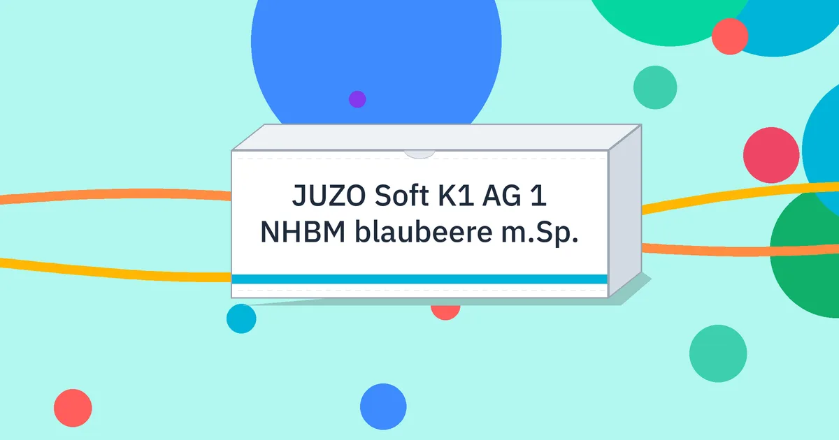 Symbolbild: Packung mit der Aufschrift JUZO Soft K1 AG 1 NHBM blaubeere m.Sp. (PZN 15015059) – Verfügbarkeit und Bezug in Apotheken in Frankfurt am Main