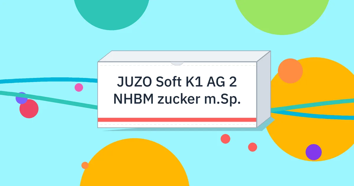 Symbolbild: Packung mit der Aufschrift JUZO Soft K1 AG 2 NHBM zucker m.Sp. (PZN 15015289) – Verfügbarkeit und Bezug in Apotheken in Frankfurt am Main