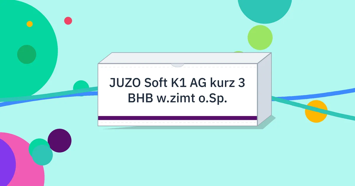 Symbolbild: Packung mit der Aufschrift JUZO Soft K1 AG kurz 3 BHB w.zimt o.Sp. (PZN 14838652) – Verfügbarkeit und Bezug in Apotheken in Frankfurt am Main