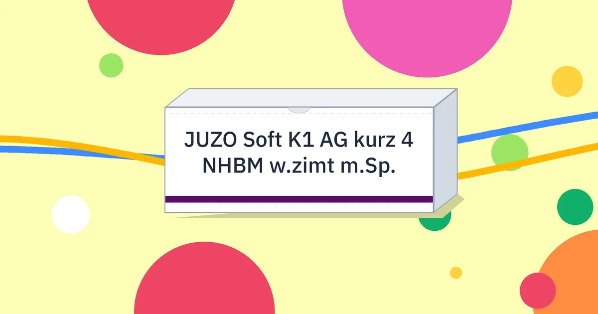 Symbolbild: Packung mit der Aufschrift JUZO Soft K1 AG kurz 4 NHBM w.zimt m.Sp. (PZN 15016389) – Verfügbarkeit und Bezug in Apotheken in Frankfurt am Main
