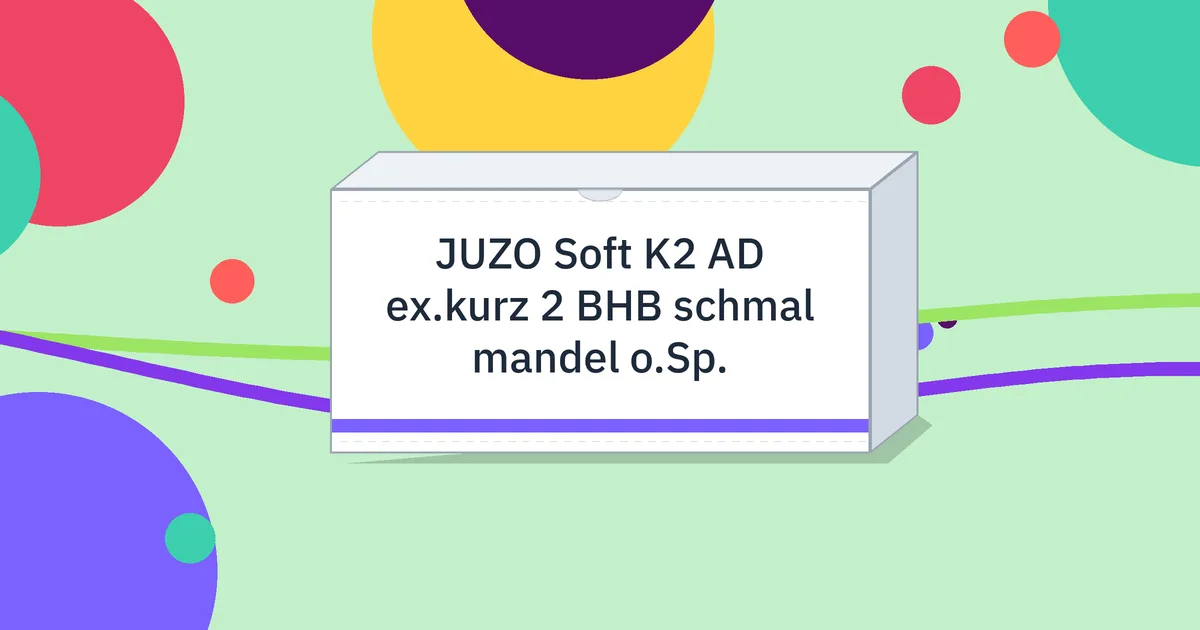 Symbolbild: Packung mit der Aufschrift JUZO Soft K2 AD ex.kurz 2 BHB schmal mandel o.Sp. (PZN 15468559) – Verfügbarkeit und Bezug in Apotheken in Frankfurt am Main