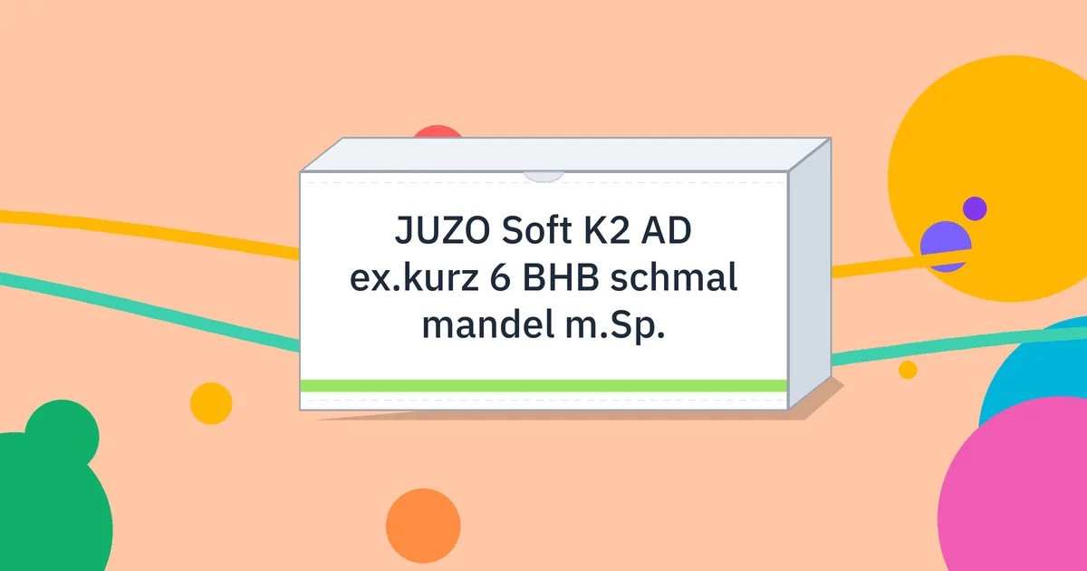 Symbolbild: Packung mit der Aufschrift JUZO Soft K2 AD ex.kurz 6 BHB schmal mandel m.Sp. (PZN 15466603) – Verfügbarkeit und Bezug in Apotheken in Frankfurt am Main