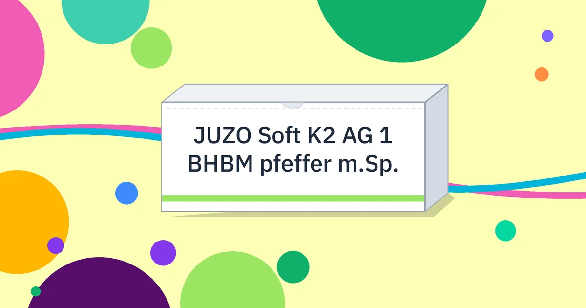 Symbolbild: Packung mit der Aufschrift JUZO Soft K2 AG 1 BHBM pfeffer m.Sp. (PZN 14858749) – Verfügbarkeit und Bezug in Apotheken in Frankfurt am Main