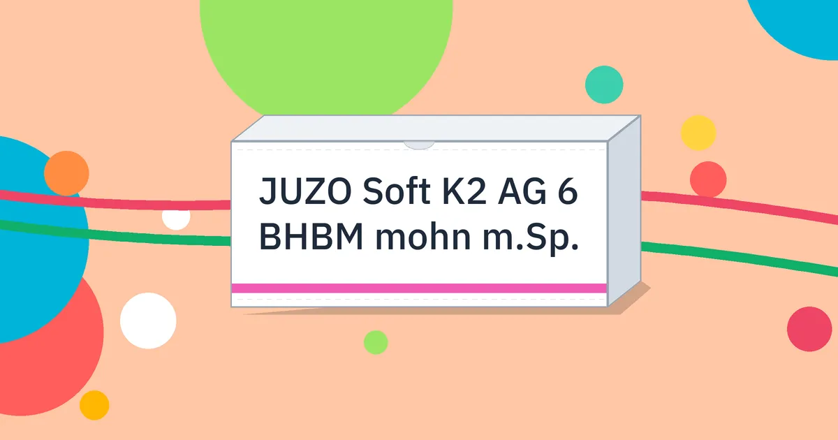 Symbolbild: Packung mit der Aufschrift JUZO Soft K2 AG 6 BHBM mohn m.Sp. (PZN 14859217) – Verfügbarkeit und Bezug in Apotheken in Frankfurt am Main