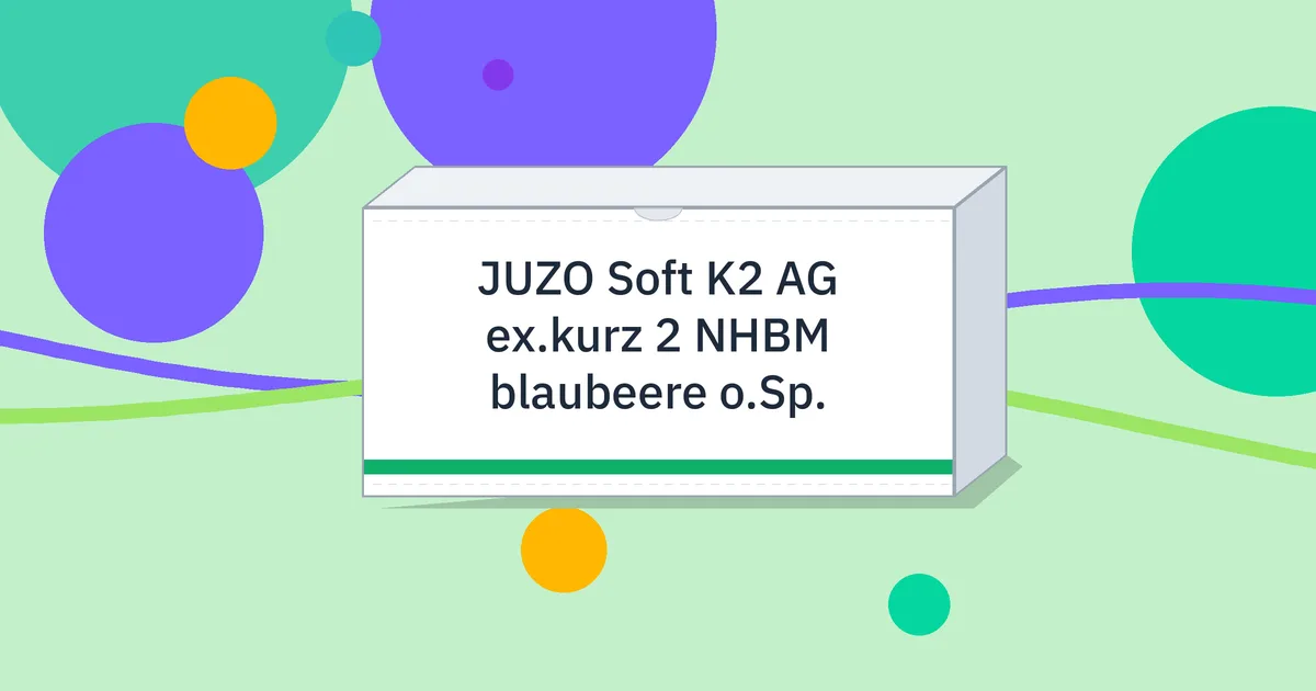 Symbolbild: Packung mit der Aufschrift JUZO Soft K2 AG ex.kurz 2 NHBM blaubeere o.Sp. (PZN 15021568) – Verfügbarkeit und Bezug in Apotheken in Frankfurt am Main
