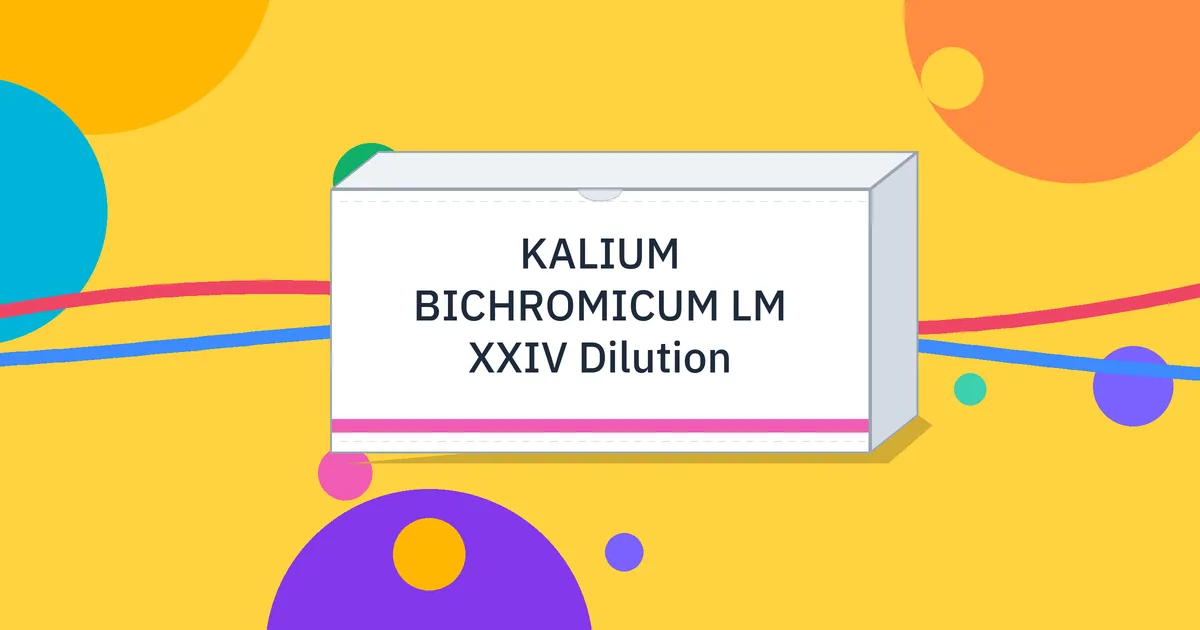 Symbolbild: Packung mit der Aufschrift KALIUM BICHROMICUM LM XXIV Dilution (PZN 02674949) – Verfügbarkeit und Bezug in Apotheken in Frankfurt am Main
