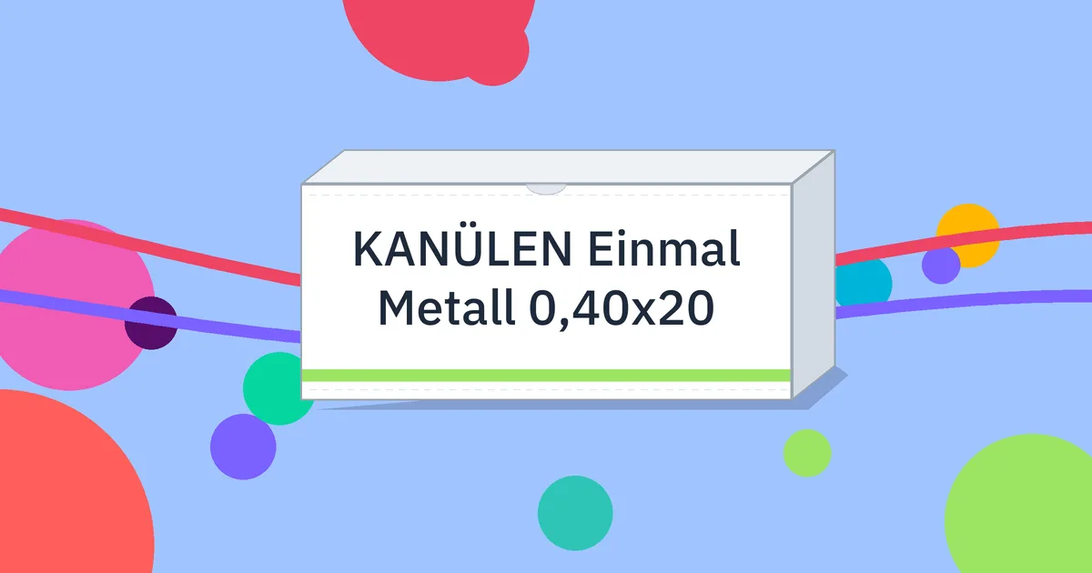 Symbolbild: Packung mit der Aufschrift KANÜLEN Einmal Metall 0,40x20 (PZN 01729565) – Verfügbarkeit und Bezug in Apotheken in Frankfurt am Main