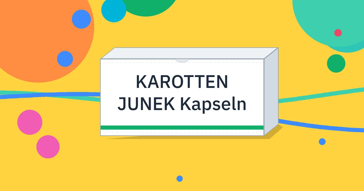 Symbolbild: Packung mit der Aufschrift KAROTTEN JUNEK Kapseln (PZN 10337166) – Verfügbarkeit und Bezug in Apotheken in Frankfurt am Main
