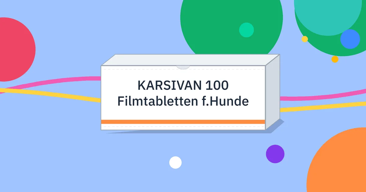 Symbolbild: Packung mit der Aufschrift KARSIVAN 100 Filmtabletten f.Hunde (PZN 07545731) – Verfügbarkeit und Bezug in Apotheken in Frankfurt am Main