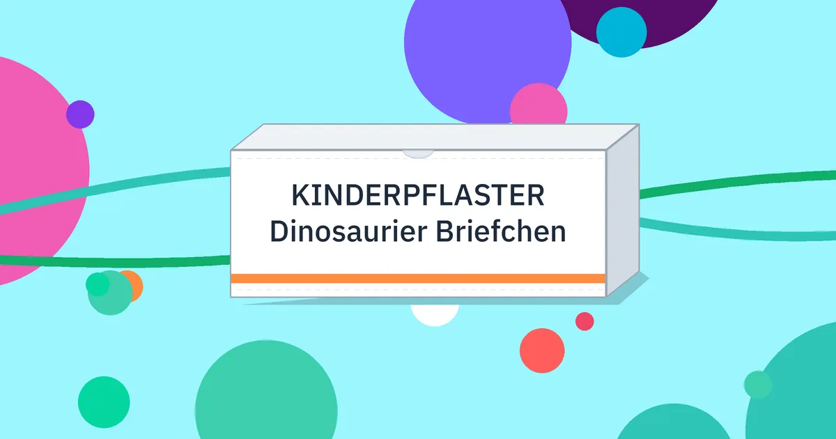 Symbolbild: Packung mit der Aufschrift KINDERPFLASTER Dinosaurier Briefchen (PZN 09078222) – Verfügbarkeit und Bezug in Apotheken in Frankfurt am Main