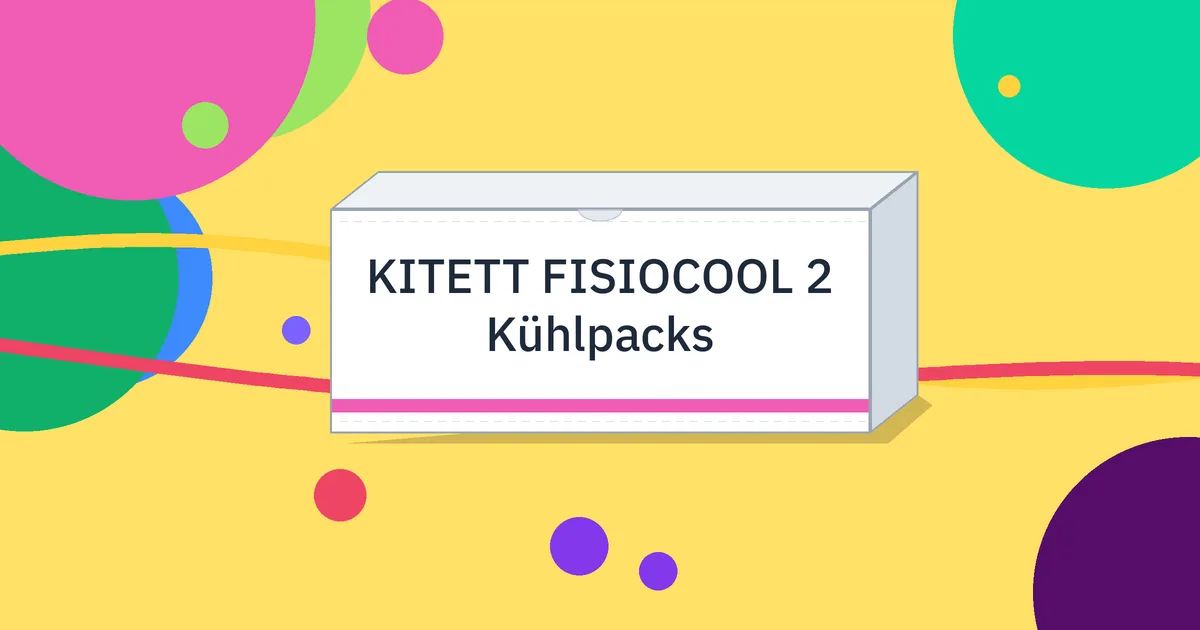 Symbolbild: Packung mit der Aufschrift KITETT FISIOCOOL 2 Kühlpacks (PZN 11155349) – Verfügbarkeit und Bezug in Apotheken in Frankfurt am Main