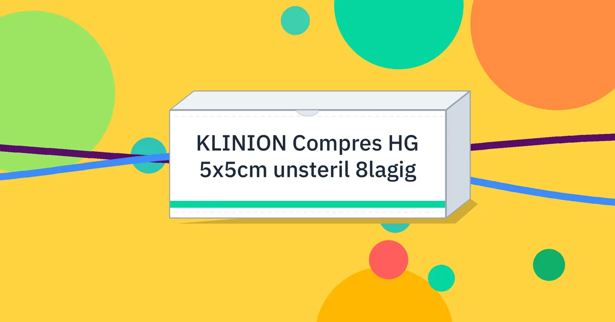 Symbolbild: Packung mit der Aufschrift KLINION Compres HG 5x5cm unsteril 8lagig (PZN 15878820) – Verfügbarkeit und Bezug in Apotheken in Frankfurt am Main