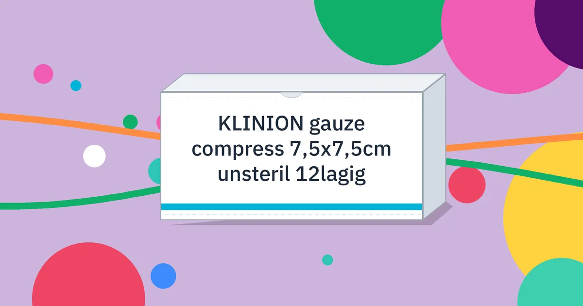 Symbolbild: Packung mit der Aufschrift KLINION gauze compress 7,5x7,5cm unsteril 12lagig (PZN 12891814) – Verfügbarkeit und Bezug in Apotheken in Frankfurt am Main
