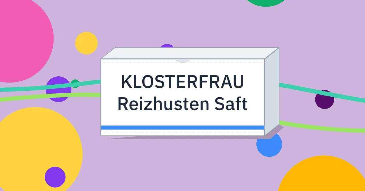 Symbolbild: Packung mit der Aufschrift KLOSTERFRAU Reizhusten Saft (PZN 12650074) – Verfügbarkeit und Bezug in Apotheken in Frankfurt am Main