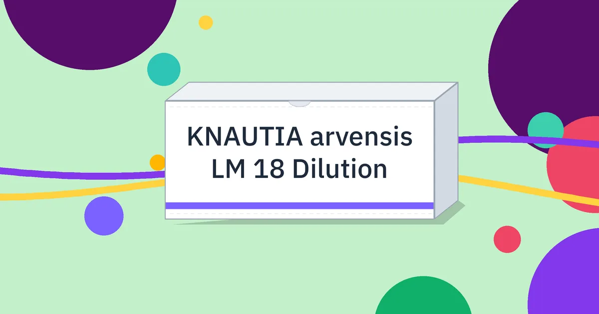 Symbolbild: Packung mit der Aufschrift KNAUTIA arvensis LM 18 Dilution (PZN 13519034) – Verfügbarkeit und Bezug in Apotheken in Frankfurt am Main