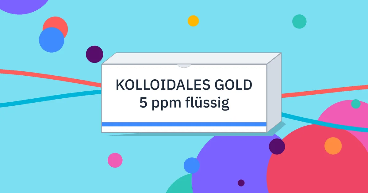 Symbolbild: Packung mit der Aufschrift KOLLOIDALES GOLD 5 ppm flüssig (PZN 17881619) – Verfügbarkeit und Bezug in Apotheken in Frankfurt am Main