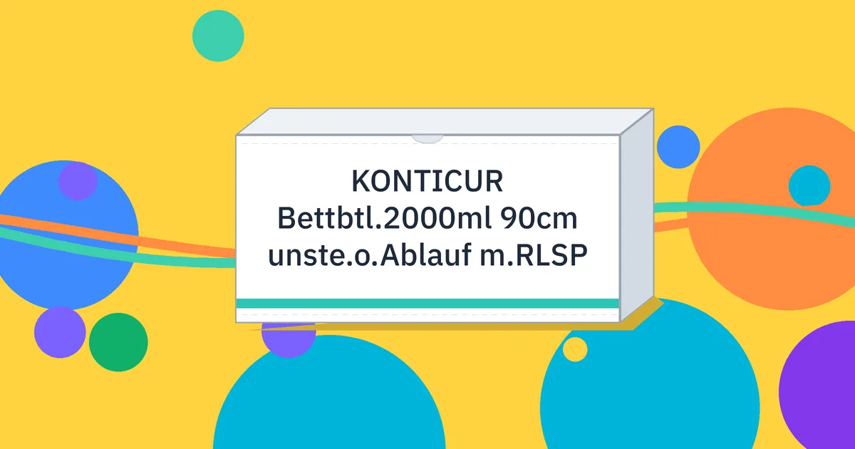 Symbolbild: Packung mit der Aufschrift KONTICUR Bettbtl.2000ml 90cm unste.o.Ablauf m.RLSP (PZN 18473182) – Verfügbarkeit und Bezug in Apotheken in Frankfurt am Main