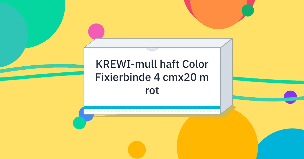 Symbolbild: Packung mit der Aufschrift KREWI-mull haft Color Fixierbinde 4 cmx20 m rot (PZN 11338966) – Verfügbarkeit und Bezug in Apotheken in Frankfurt am Main
