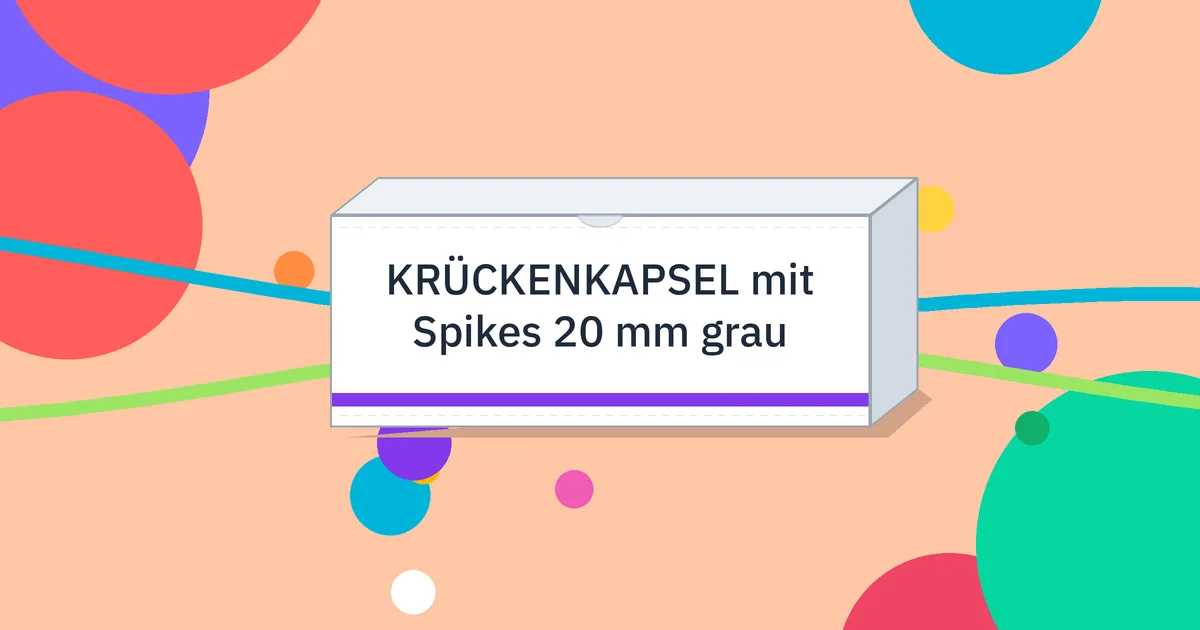 Symbolbild: Packung mit der Aufschrift KRÜCKENKAPSEL mit Spikes 20 mm grau (PZN 00914384) – Verfügbarkeit und Bezug in Apotheken in Frankfurt am Main