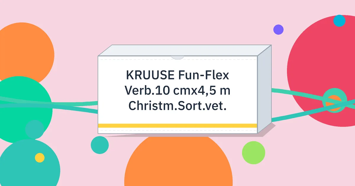 Symbolbild: Packung mit der Aufschrift KRUUSE Fun-Flex Verb.10 cmx4,5 m Christm.Sort.vet. (PZN 18443755) – Verfügbarkeit und Bezug in Apotheken in Frankfurt am Main