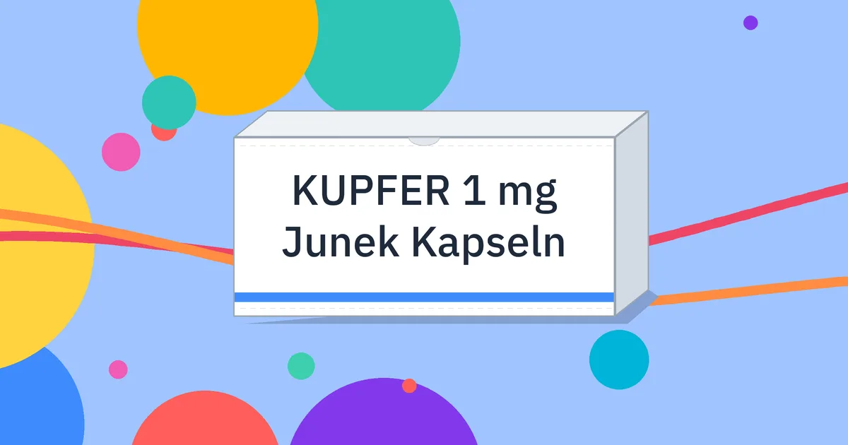 Symbolbild: Packung mit der Aufschrift KUPFER 1 mg Junek Kapseln (PZN 01611869) – Verfügbarkeit und Bezug in Apotheken in Frankfurt am Main