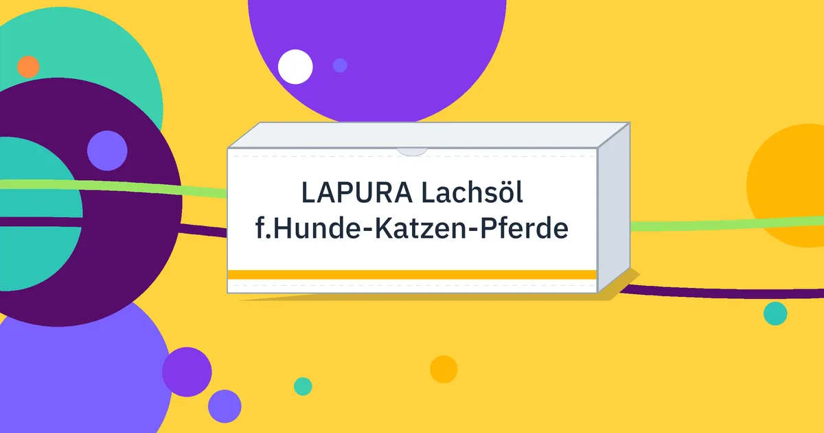 Symbolbild: Packung mit der Aufschrift LAPURA Lachsöl f.Hunde-Katzen-Pferde (PZN 15250665) – Verfügbarkeit und Bezug in Apotheken in Frankfurt am Main