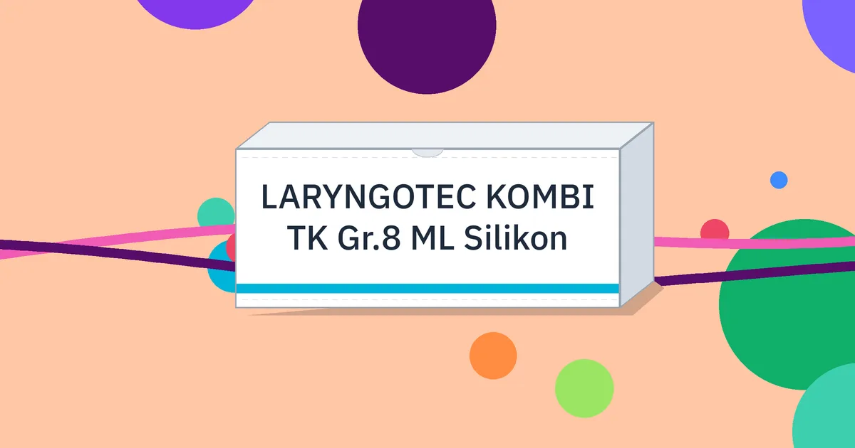 Symbolbild: Packung mit der Aufschrift LARYNGOTEC KOMBI TK Gr.8 ML Silikon (PZN 08434376) – Verfügbarkeit und Bezug in Apotheken in Frankfurt am Main