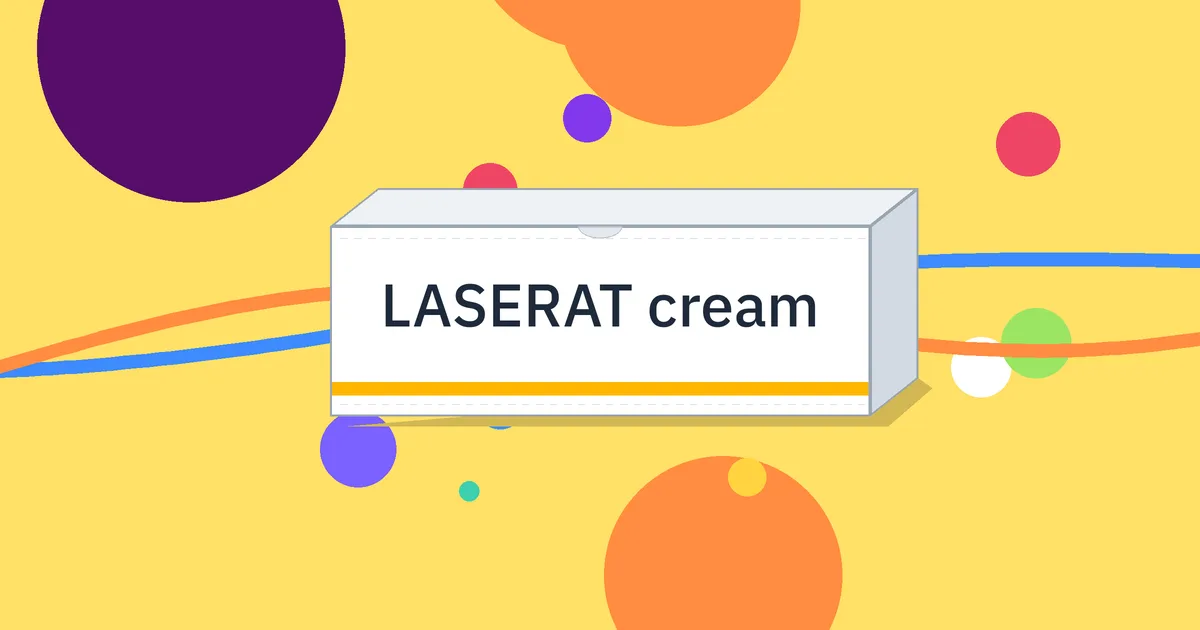 Symbolbild: Packung mit der Aufschrift LASERAT cream (PZN 11074792) – Verfügbarkeit und Bezug in Apotheken in Frankfurt am Main