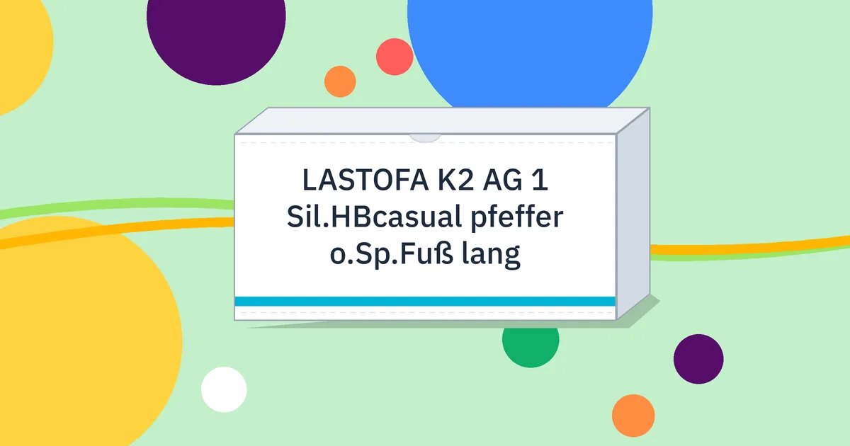 Symbolbild: Packung mit der Aufschrift LASTOFA K2 AG 1 Sil.HBcasual pfeffer o.Sp.Fuß lang (PZN 14149349) – Verfügbarkeit und Bezug in Apotheken in Frankfurt am Main