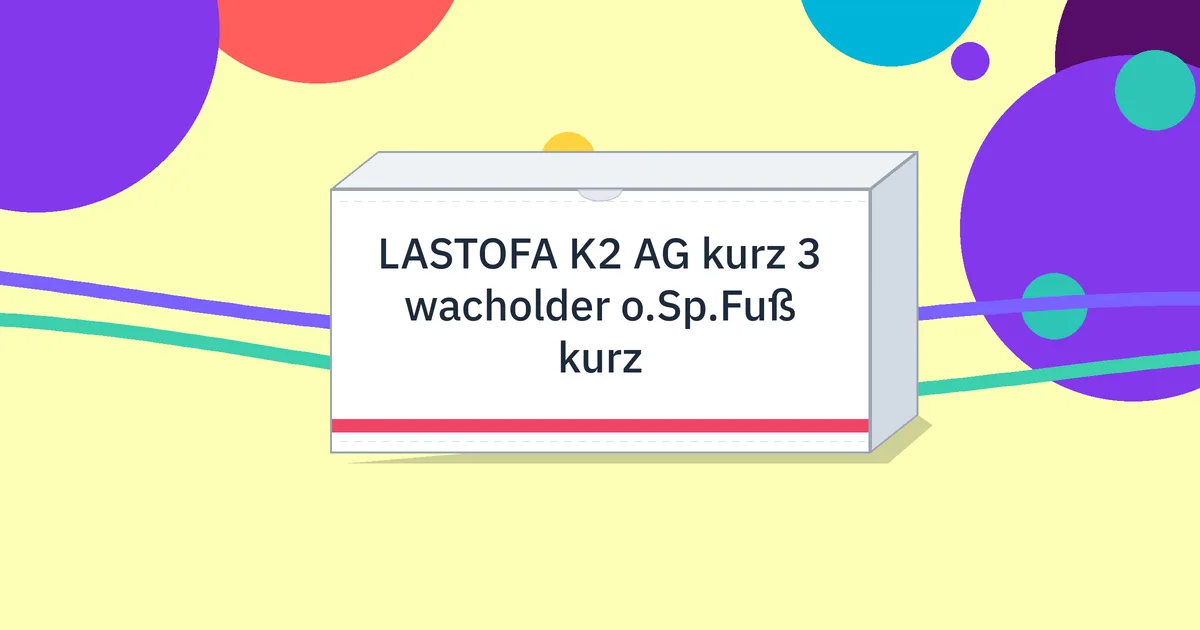 Symbolbild: Packung mit der Aufschrift LASTOFA K2 AG kurz 3 wacholder o.Sp.Fuß kurz (PZN 13804384) – Verfügbarkeit und Bezug in Apotheken in Frankfurt am Main