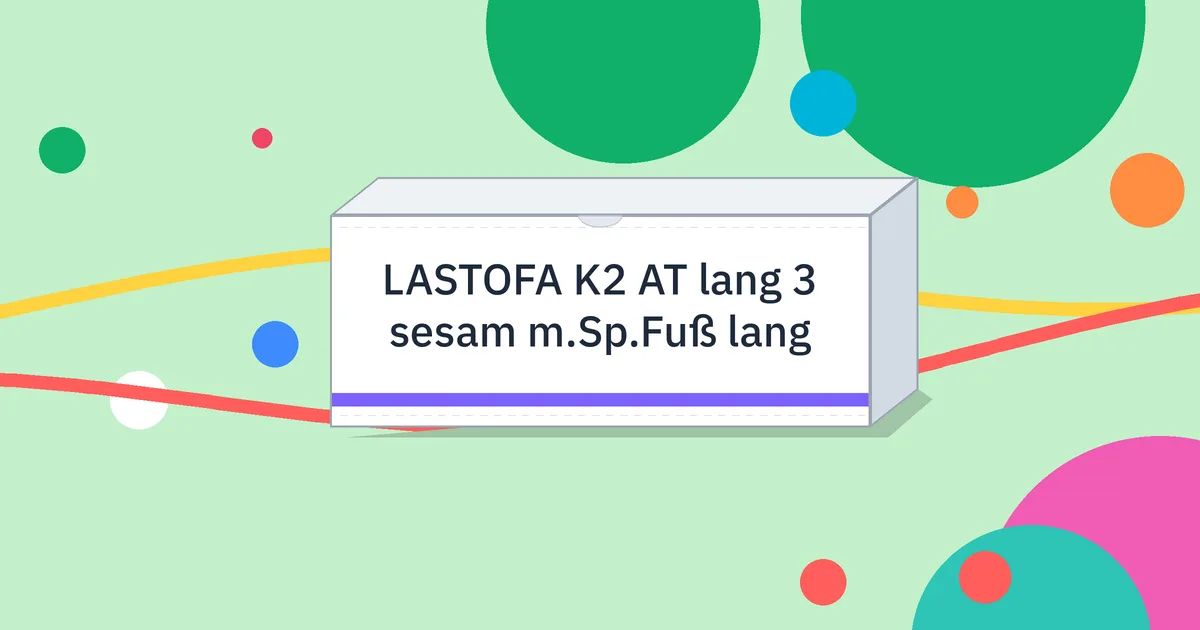 Symbolbild: Packung mit der Aufschrift LASTOFA K2 AT lang 3 sesam m.Sp.Fuß lang (PZN 13809097) – Verfügbarkeit und Bezug in Apotheken in Frankfurt am Main