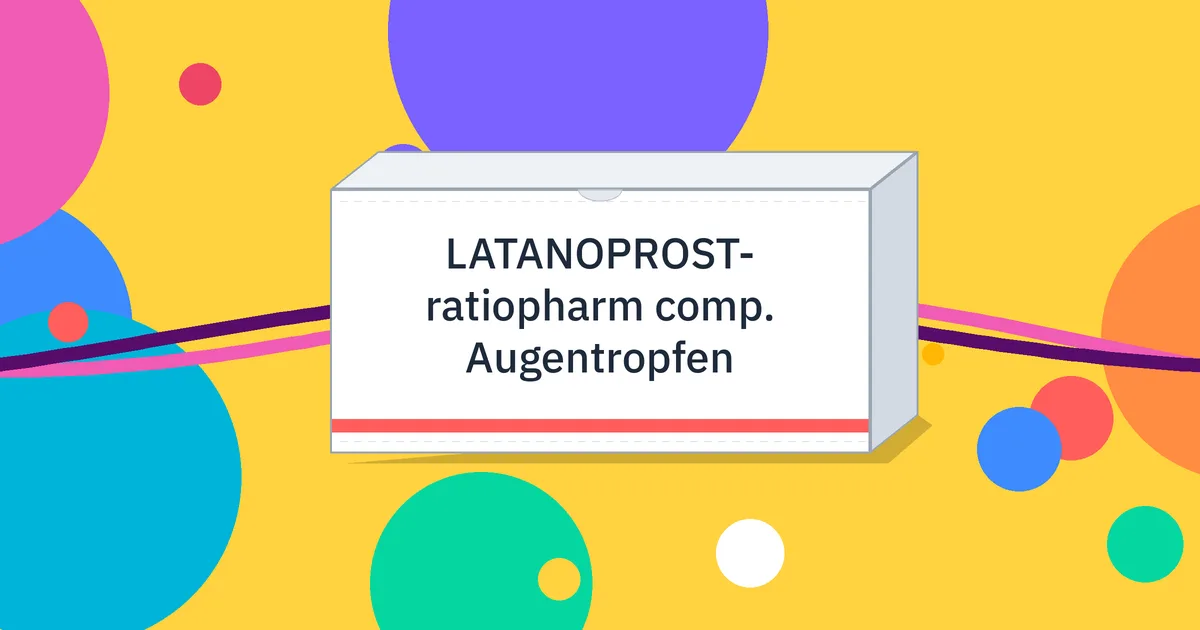 Symbolbild: Packung mit der Aufschrift LATANOPROST-ratiopharm comp. Augentropfen (PZN 08404286) – Verfügbarkeit und Bezug in Apotheken in Frankfurt am Main