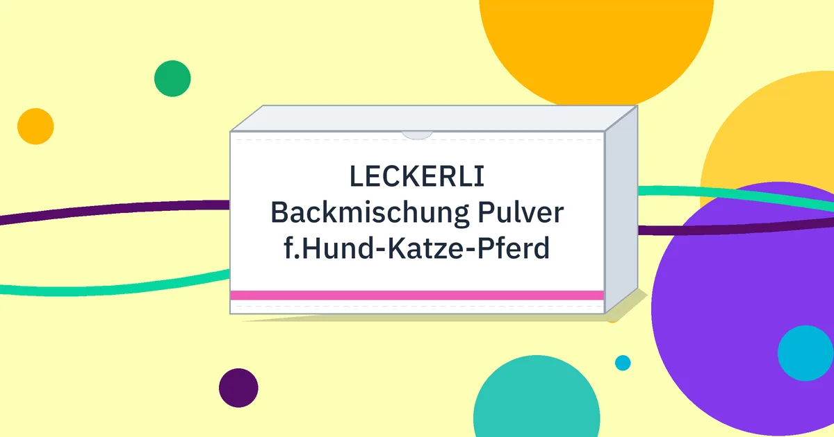Symbolbild: Packung mit der Aufschrift LECKERLI Backmischung Pulver f.Hund-Katze-Pferd (PZN 15419420) – Verfügbarkeit und Bezug in Apotheken in Frankfurt am Main