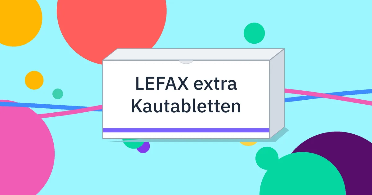 Symbolbild: Packung mit der Aufschrift LEFAX extra Kautabletten (PZN 02563813) – Verfügbarkeit und Bezug in Apotheken in Frankfurt am Main