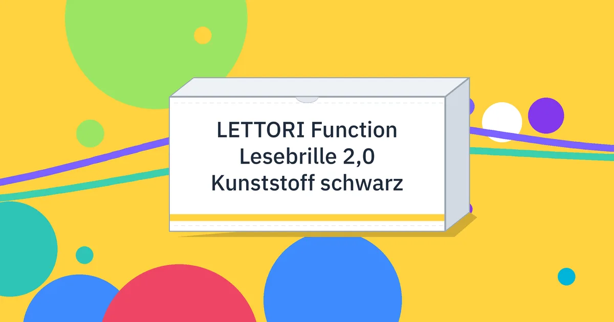 Symbolbild: Packung mit der Aufschrift LETTORI Function Lesebrille 2,0 Kunststoff schwarz (PZN 11056854) – Verfügbarkeit und Bezug in Apotheken in Frankfurt am Main
