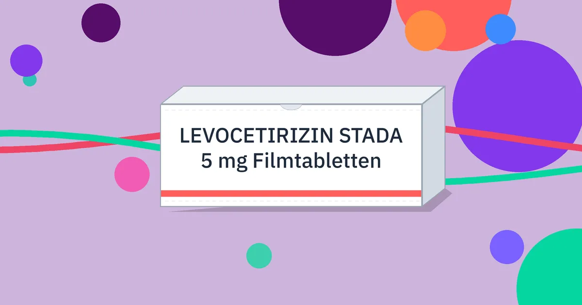 Symbolbild: Packung mit der Aufschrift LEVOCETIRIZIN STADA 5 mg Filmtabletten (PZN 15745622) – Verfügbarkeit und Bezug in Apotheken in Frankfurt am Main